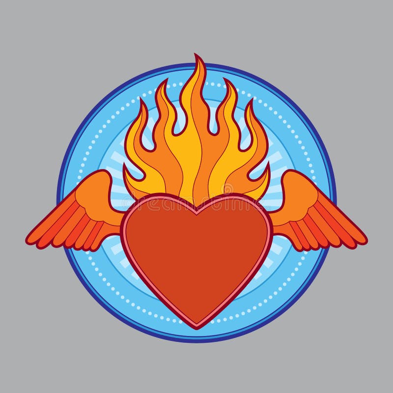 Burning flaming heart stock illustration. Illustration of cartoon ...
