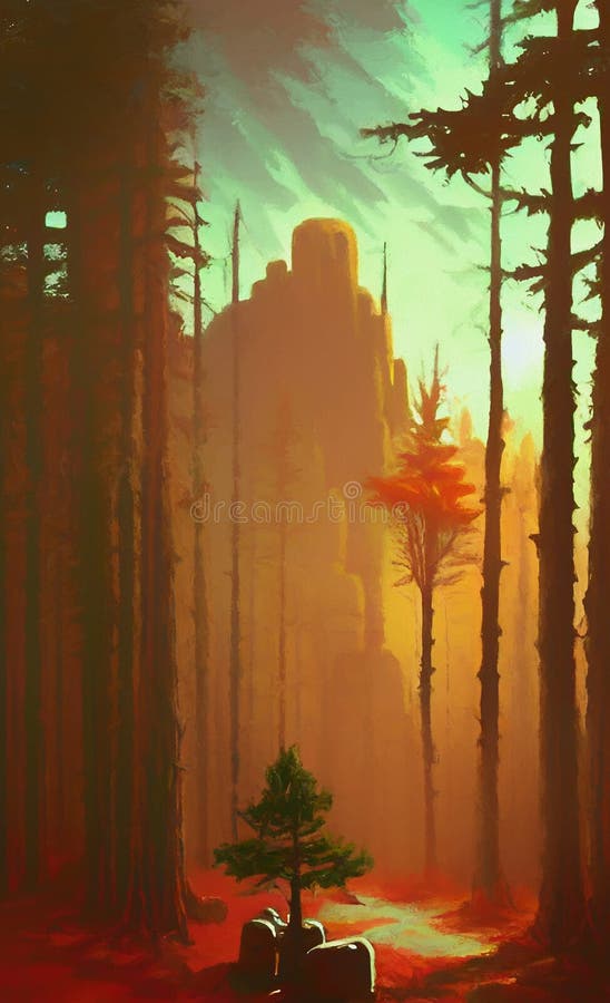Burning Forest - Abstract Digital Art Stock Illustration - Illustration ...