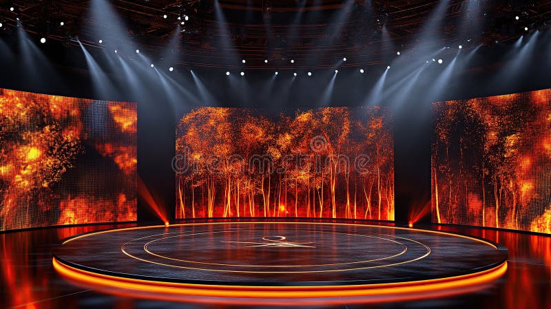Burning Forest Backdrop TV Studio Stage Stock Image - Image of stage ...