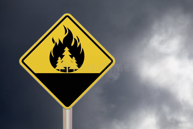 Burning Forest - Crossing Sign Stock Photo - Image of shaped, people ...