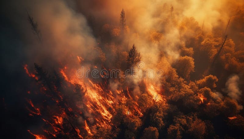 Burning Forest Fire Creates Inferno in Nature Generated by AI Stock ...