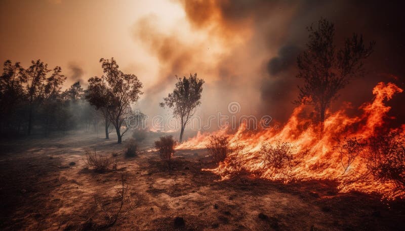 Burning Forest Fire Destroys Natural Environment, Causing Environmental ...