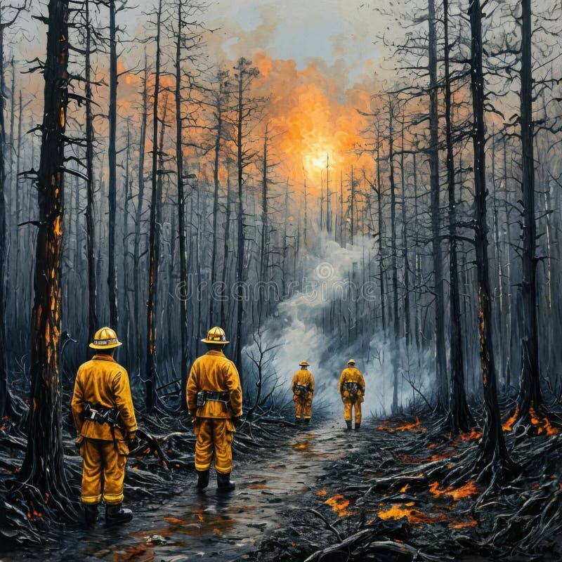 Burning Forest on Fire, Disaster Stock Illustration - Illustration of ...