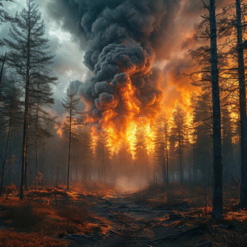 Burning Forest on Fire, Disaster Stock Illustration - Illustration of ...