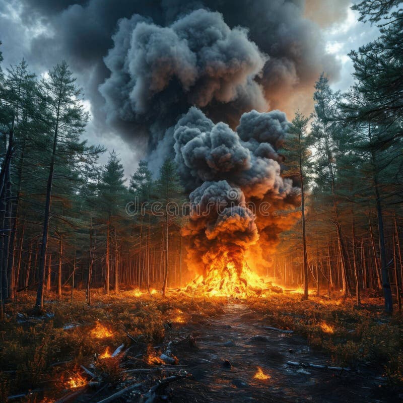 Burning Forest on Fire, Disaster Stock Illustration - Illustration of ...