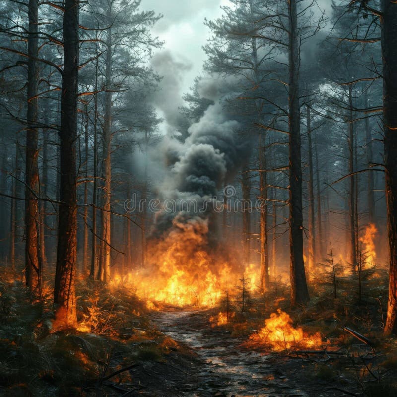 Burning Forest on Fire, Disaster Stock Illustration - Illustration of ...
