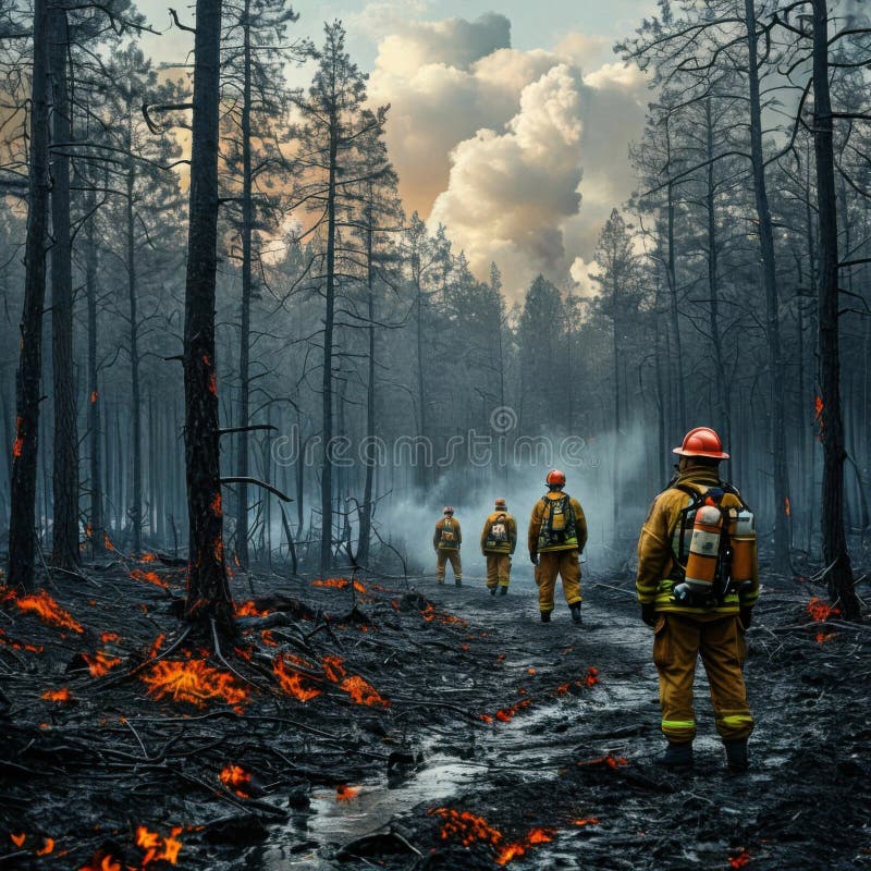 Burning Forest on Fire, Disaster Stock Illustration - Illustration of ...