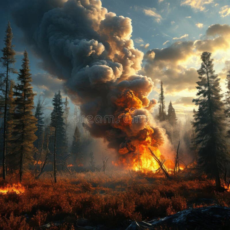 Burning Forest on Fire, Disaster Stock Illustration - Illustration of ...