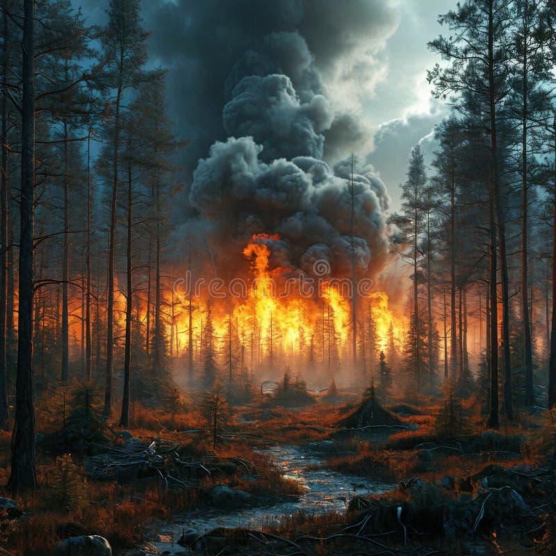 Burning Forest on Fire, Disaster Stock Illustration - Illustration of ...