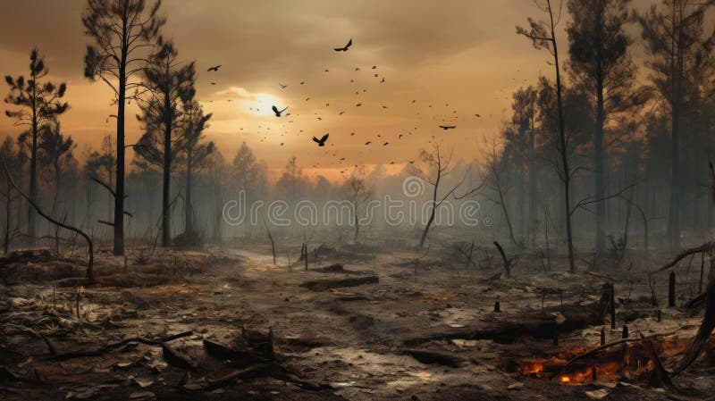 Burning Forest, Fire and Smoke. Human Impact on the Planet S Climate ...