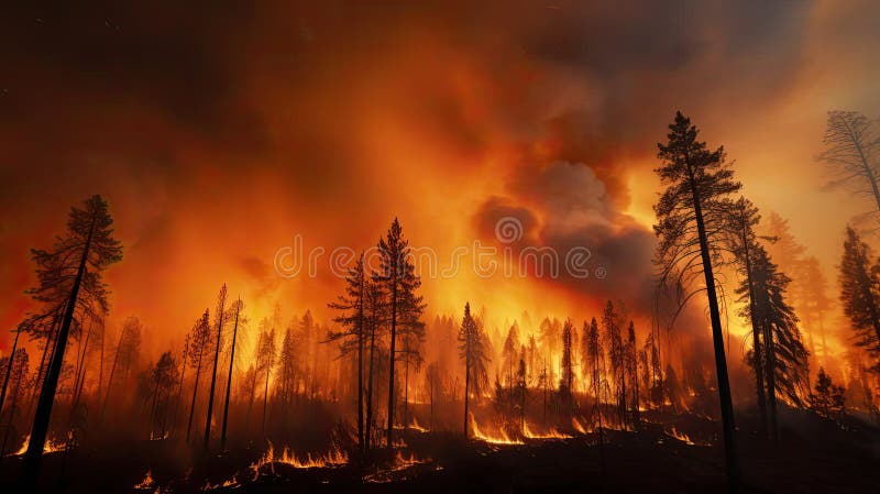 Burning Forest, Fire and Smoke. Human Impact on the Planet S Climate ...