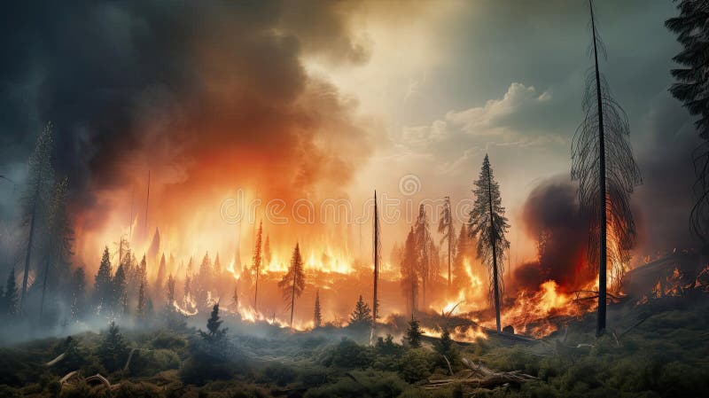 Burning Forest, Fire and Smoke. Human Impact on the Planet S Climate ...