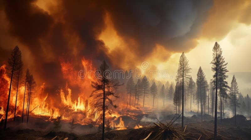 Burning Forest, Fire and Smoke. Human Impact on the Planet S Climate ...