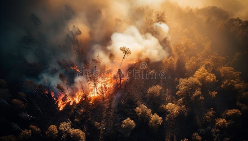Burning Forest Inferno, Destruction and Environmental Damage Generative ...