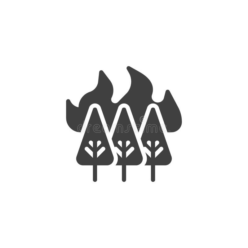 Burning Forest Trees Line Icon Stock Vector - Illustration of vector ...