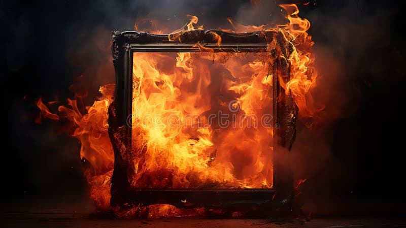 Burning Frame on a Dark Background Stock Illustration - Illustration of ...