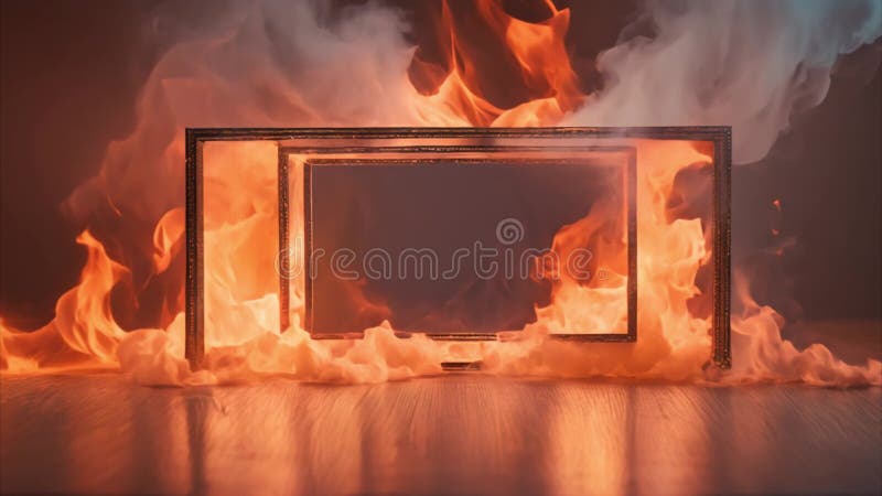 Burning Frames - a Dramatic Image of Frames on Fire Stock Video - Video ...
