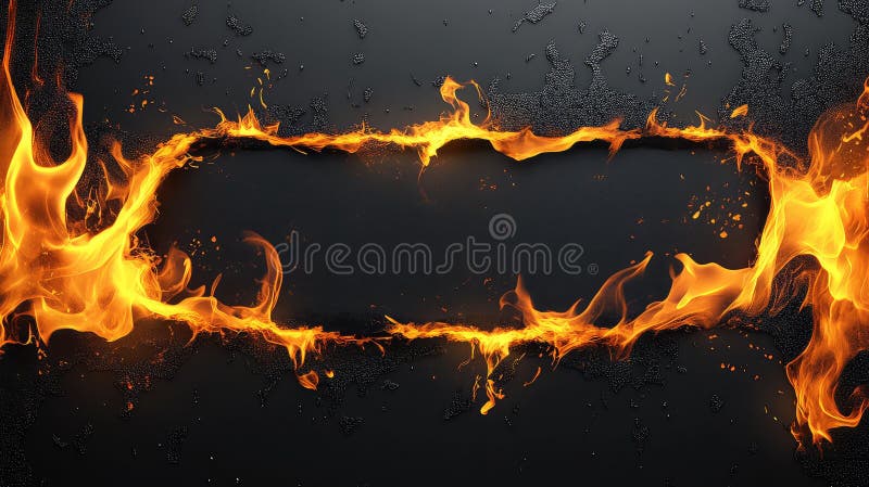 Burning Frames with Yellow Flame and Black Ash on White Background ...