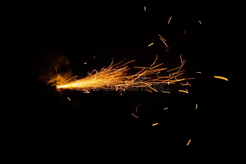 Burning Fuse with Orange Sparks and Blue Smoke Stock Image - Image of ...