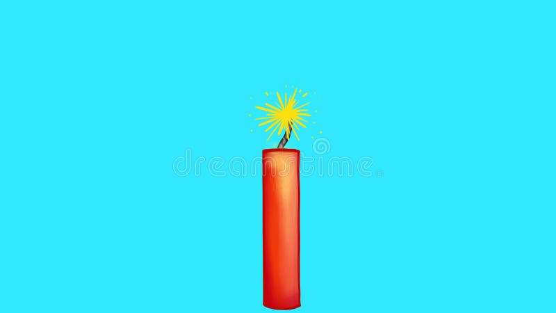 Burning Fuse of Cartoon Dynamite Explodes on Blue Screen. Stock Video ...