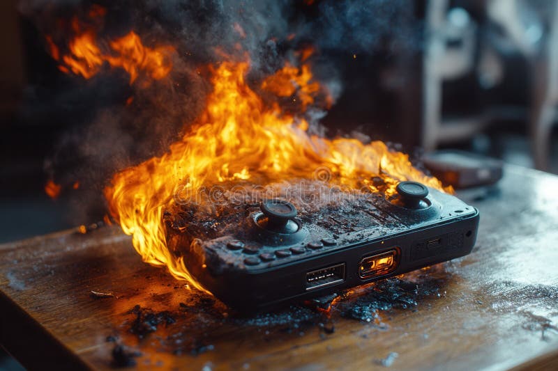 Burning Game Controller on Fire in Dramatic Scene Stock Photo - Image ...