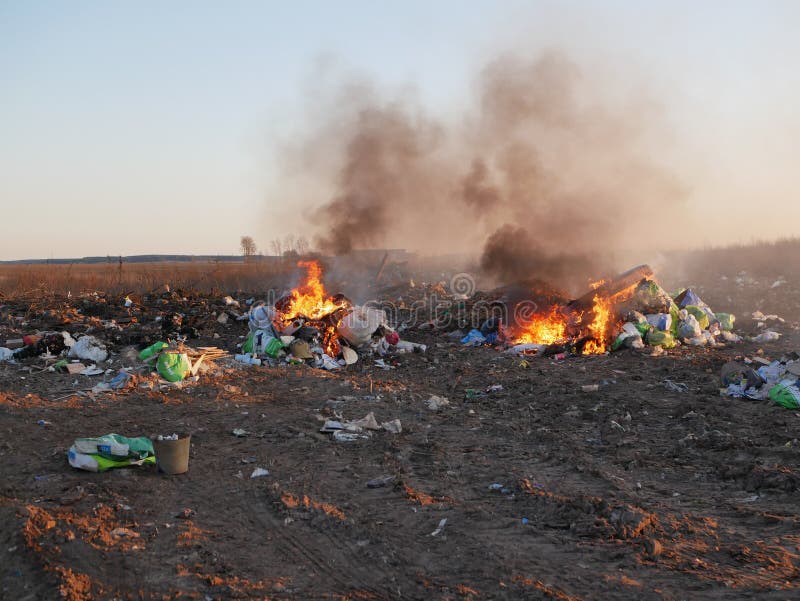 Burning Garbage. Concern for the Environment Stock Image - Image of ...