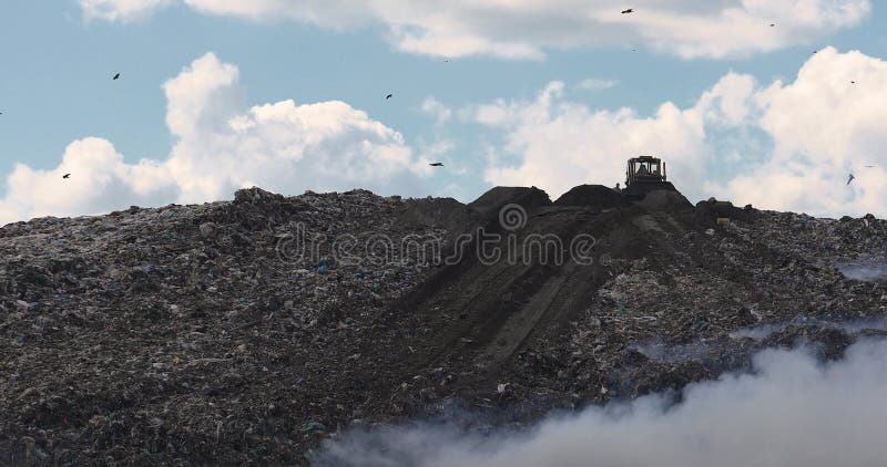 Clouds of Smoke Above the Waste Land, Aerial Footage. Burning Pile of ...