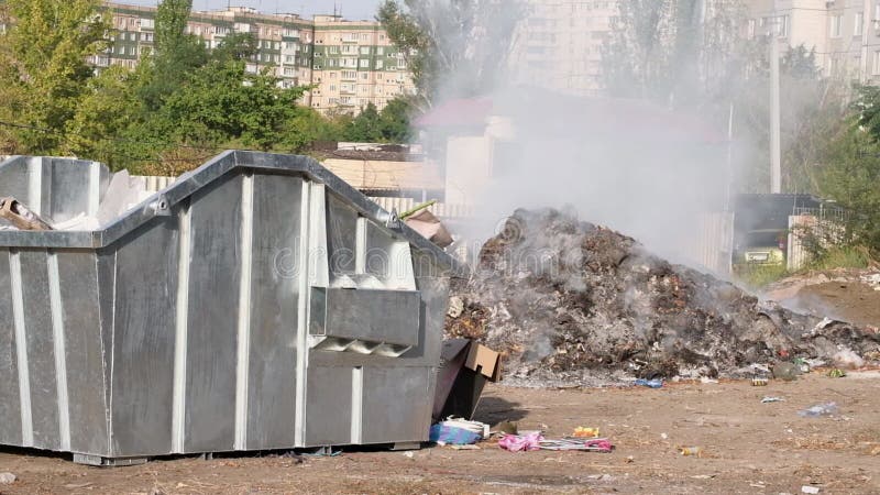 Burning Garbage Dump, Toxic Smoke Rises into the Air, Polluting the ...