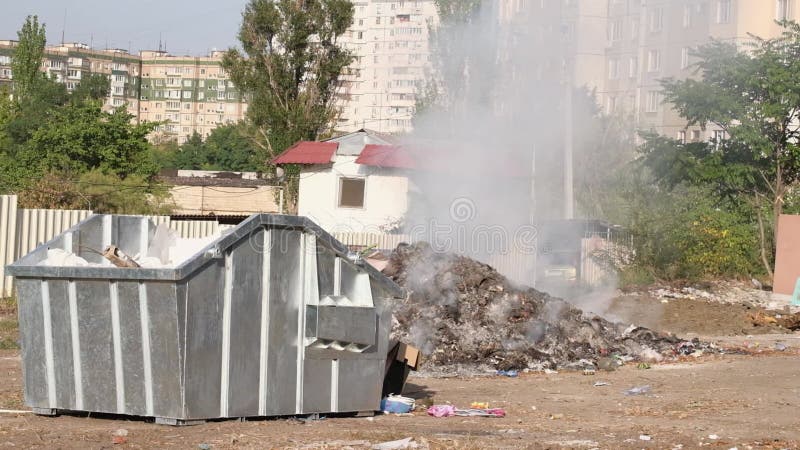 Burning Garbage at Dump in the City. Stock Footage - Video of recycle ...