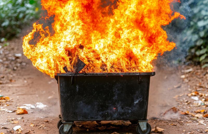 Burning Garbage Inside a Bin Next To a House Releases Smoke ...
