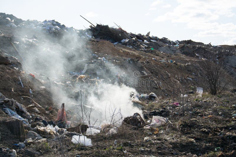 Burning the Garbage on the Landfill Stock Image - Image of destruction ...