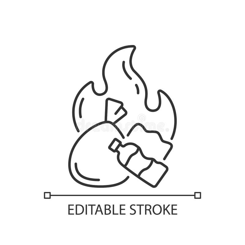 Garbage bin linear icon stock vector. Illustration of pictogram - 197603493