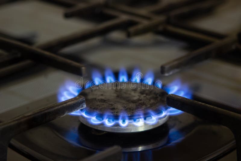 Burning Gas Burner. Gas in the House Stock Image - Image of metal ...