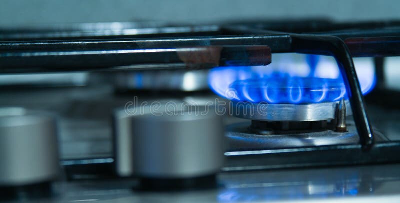 Burning Gas Burner, Kitchen Stove Fire for Cooking Stock Image - Image ...