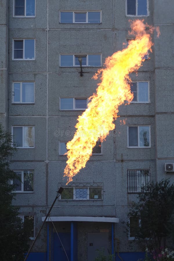 Burning Gas in Front of the Building Stock Image - Image of nozzle ...