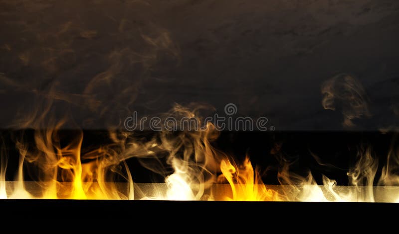 Burning Gas Modern Fireplace, Close Up Stock Photo - Image of ...