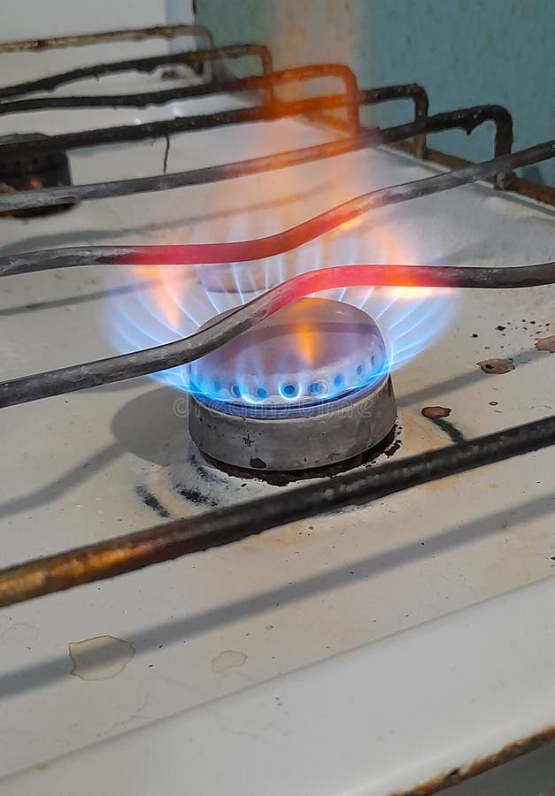 Burning Gas on an Old Stove, Blue Fuel Stock Photo - Image of blaze ...