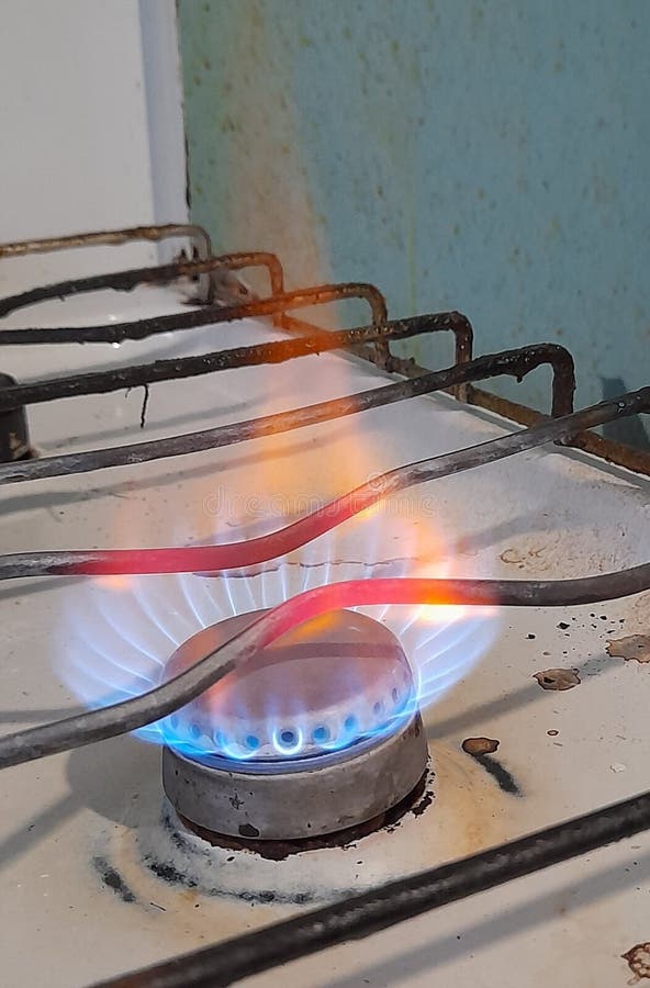 Burning Gas on an Old Stove, Blue Fuel Stock Image - Image of domestic ...