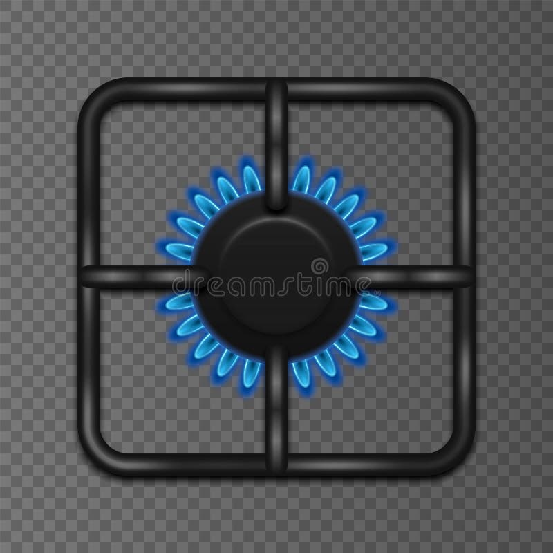 Burning Gas, Gas Stove Burner, Hob in the Kitchen. Vector Illustration ...