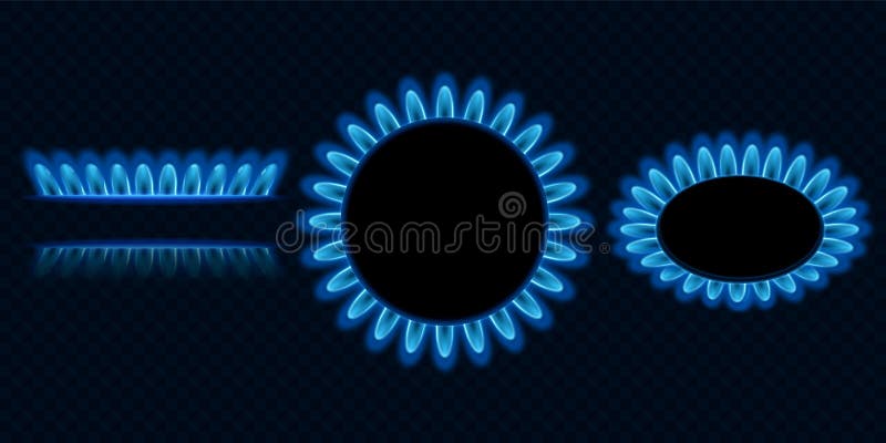 Burning Gas, Gas Stove Burner, Hob in the Kitchen. Vector Illustration ...