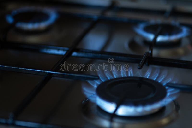 Burning Gas, Gas Stove Burner in the Kitchen. Gas Crisis, Rising Gas ...