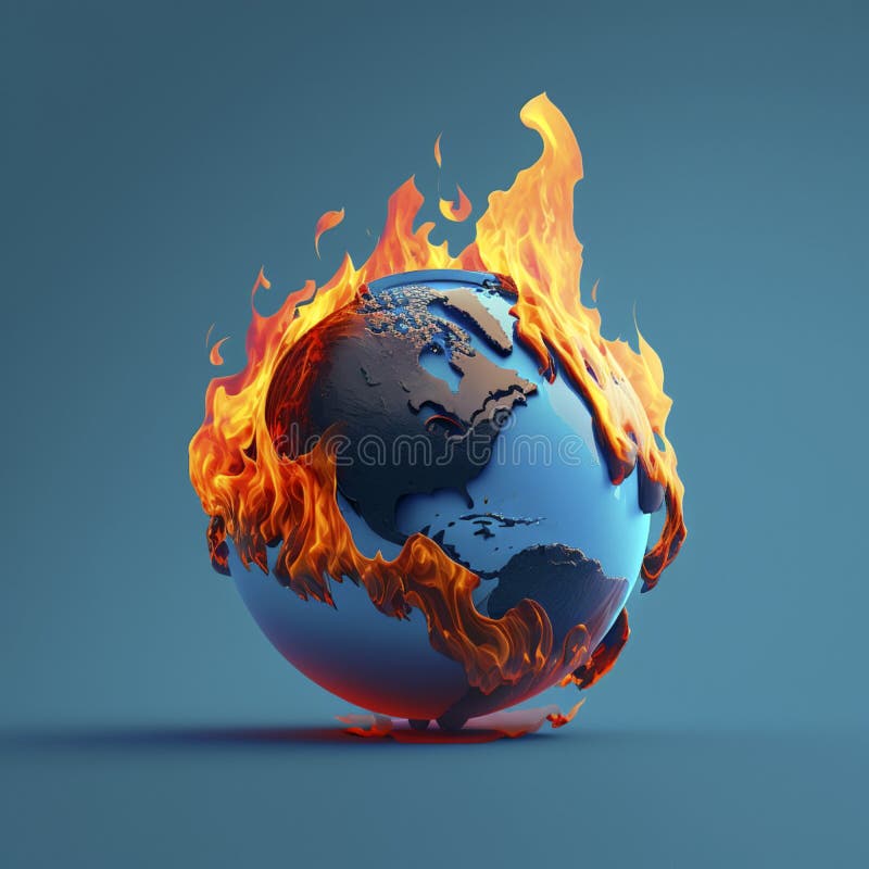 Burning Globe of Earth. Global Warming Concept Created with Ai ...