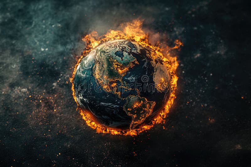 Burning Globe: Environmental Apocalypse Concept. Stock Image - Image of ...