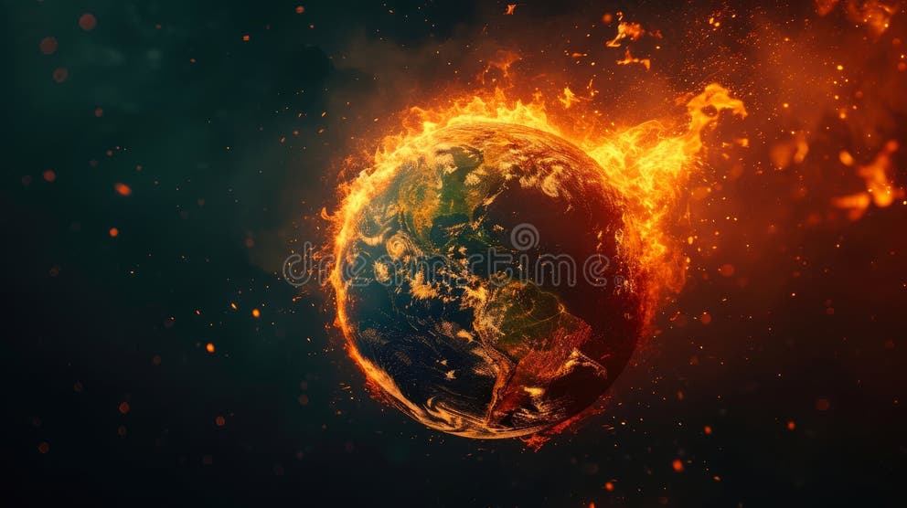 Burning Globe: Visualizing Global Warming. Stock Illustration ...