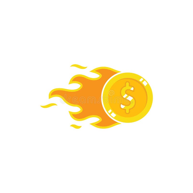 Burning Golden Coin Money Icon Vector Illustration Stock Vector ...