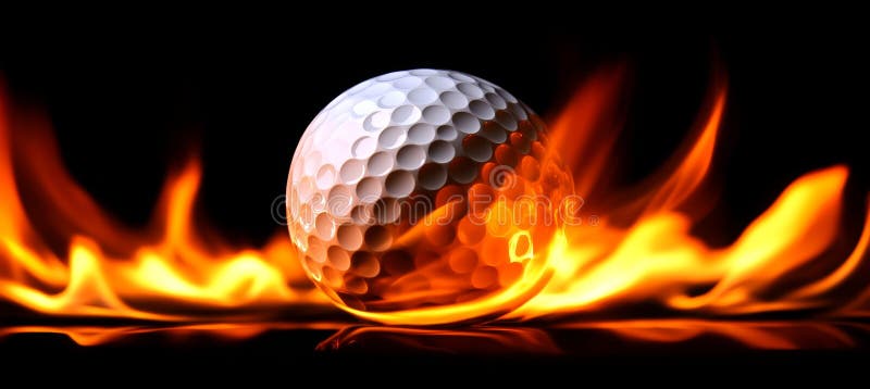 Burning Golf Ball a Golf Ball in Flames, with Bright Fire Illuminating ...