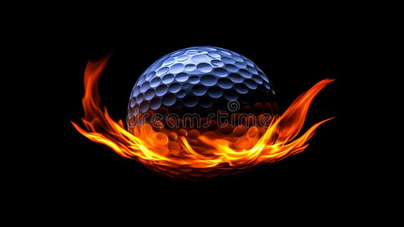 Burning Golf Ball Partially Melted in Flames with Dimples Illuminated ...