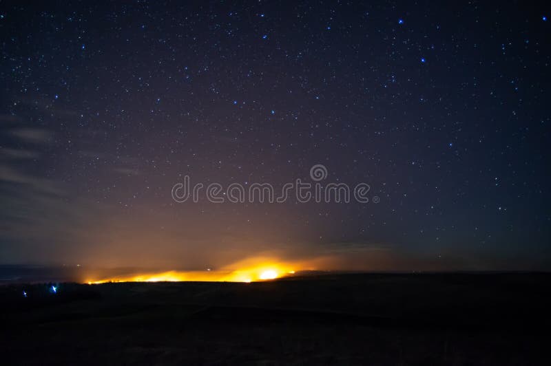 Burning Grass in the Field at Night Stock Photo - Image of environment ...