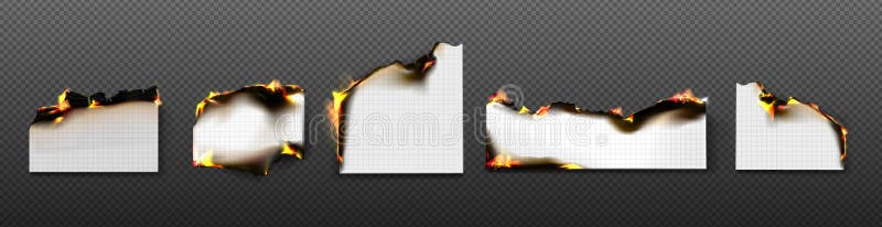 Burning Grid Paper Sheets with Fire and Black Ash Stock Vector ...