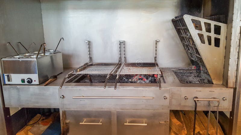 Burning Grill in Oven Restaurant Kitchen Stock Photo - Image of epicure ...